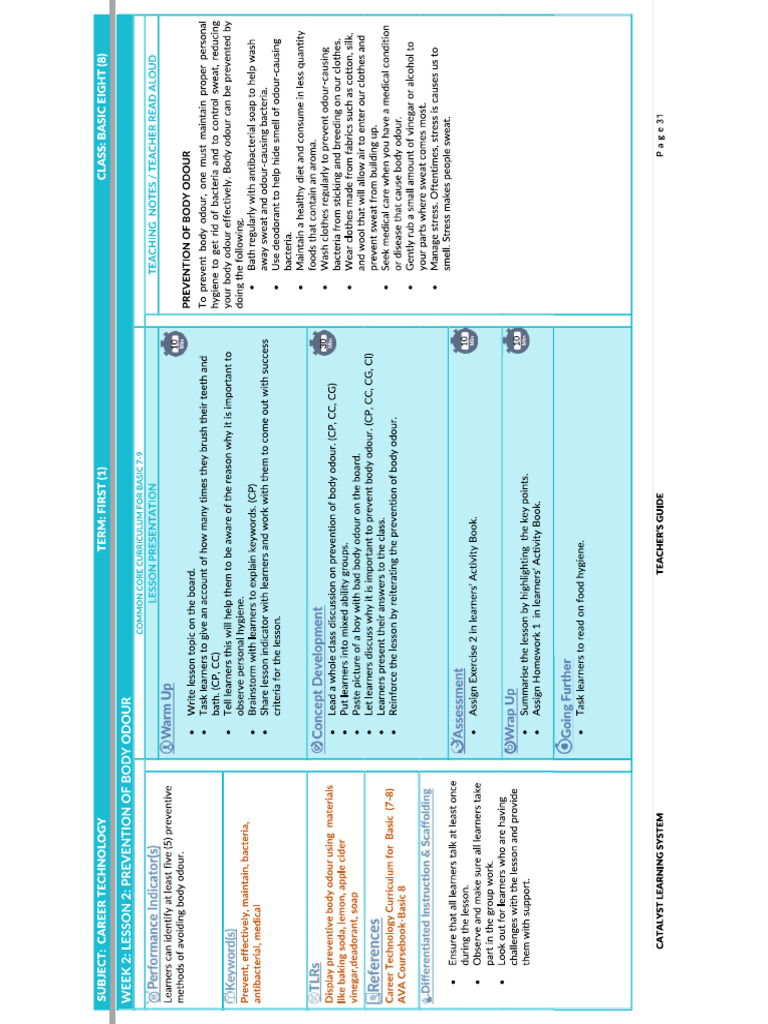 6 AVA CAREER TECHNOLOGY 1st Term LESSON PLAN TERM 1 BASIC 8 | PDF
