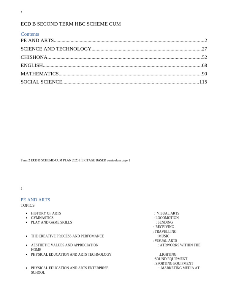 Ecd B Ecd B Scheme Cum HBC Term 2 | PDF | Curriculum