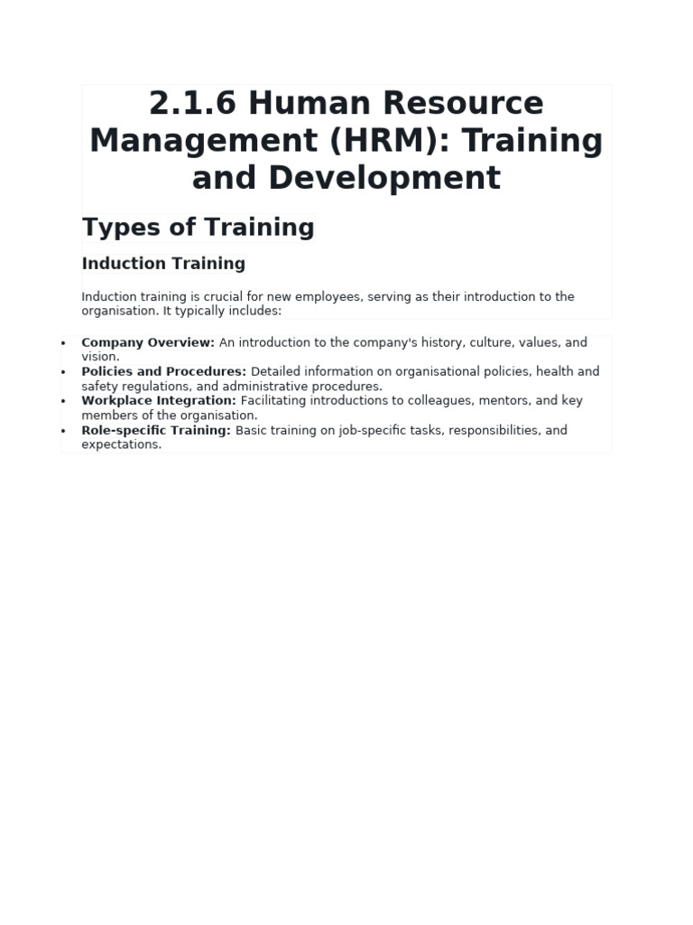 Types of HRM Training and Development | PDF | Employee Retention ...