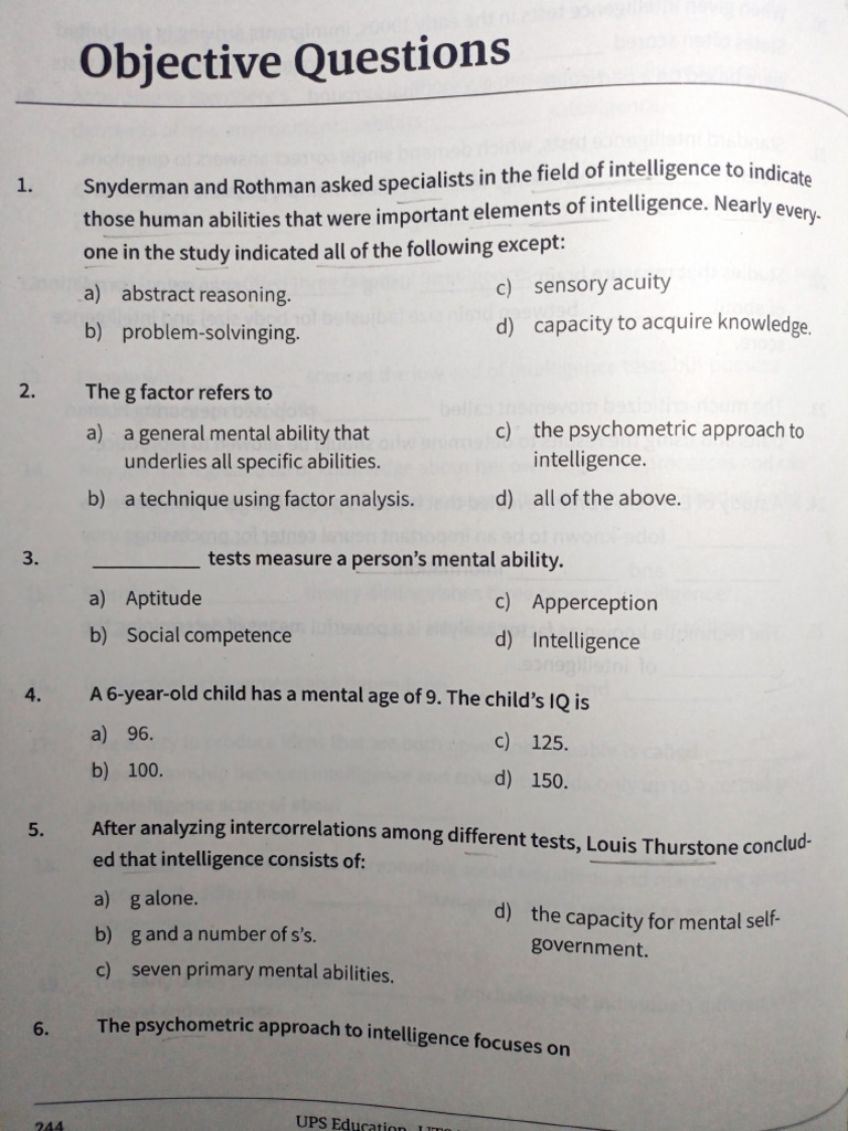 Intelligence MCQ | PDF