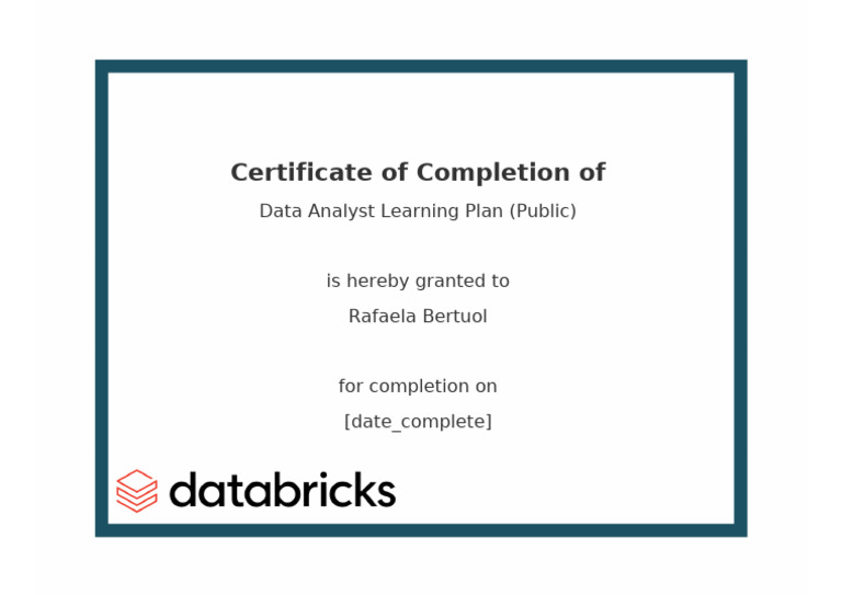 LP - 77 - 7 - 703292 - 1741814323 - Databricks - Certificate LP | PDF