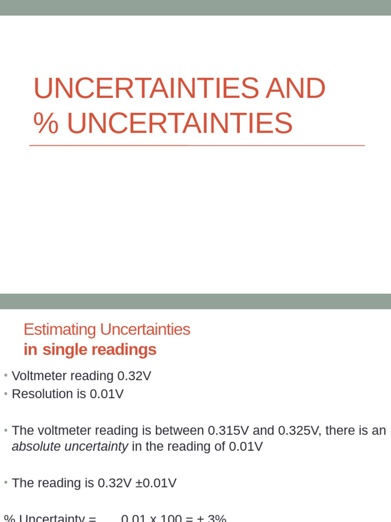 Errors and Uncertainties - How To Combine Percentage Uncertainties | PDF