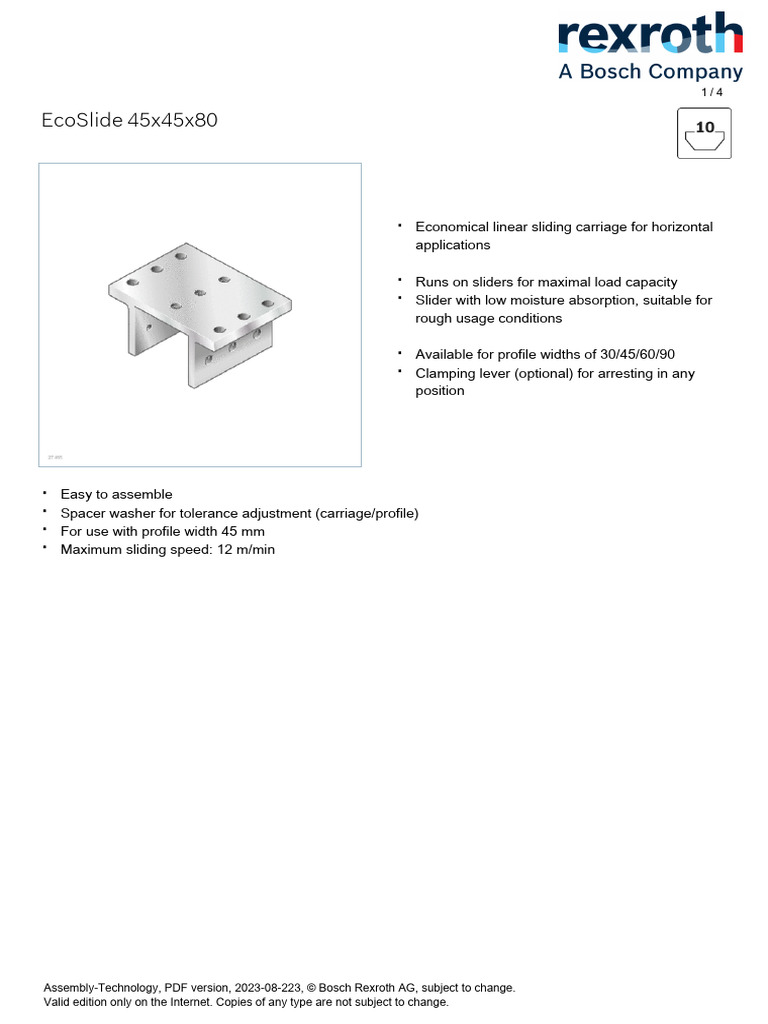 EcoSlide 45x45x80 Sliding Carriage | PDF