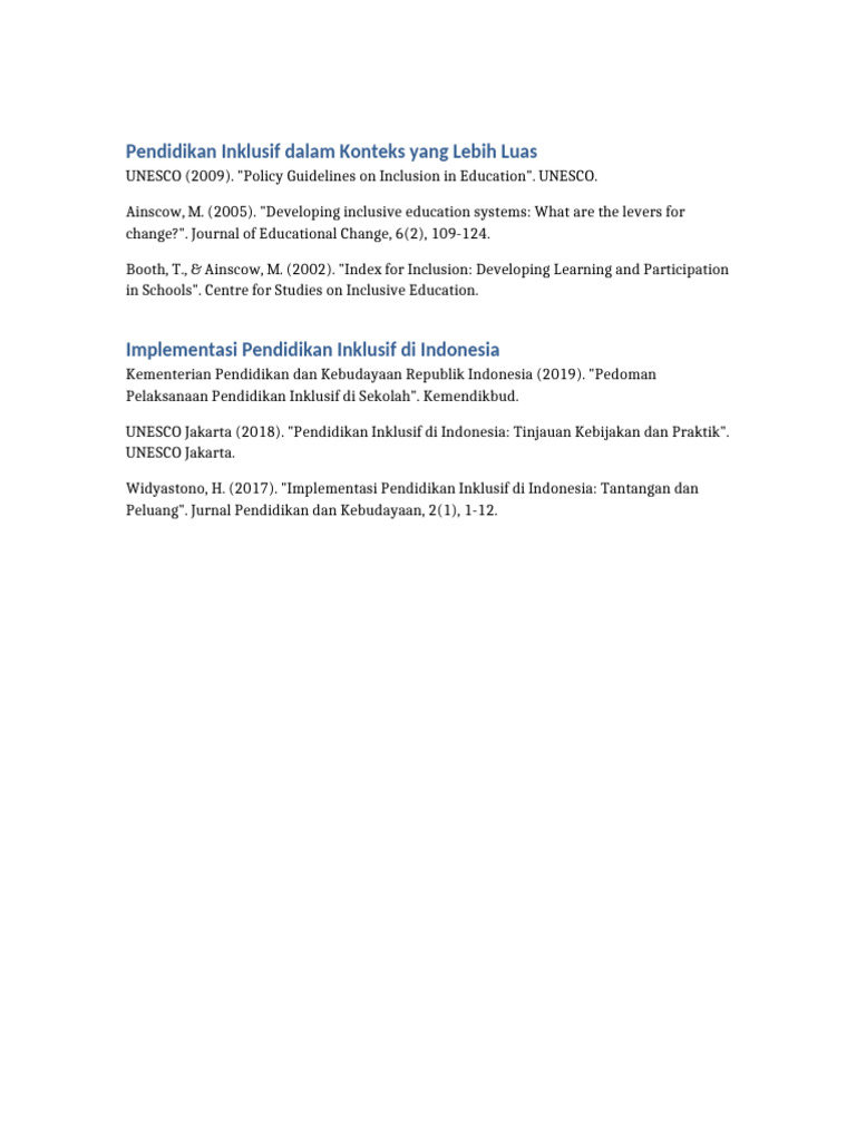 Referensi Pendidikan Inklusif | PDF