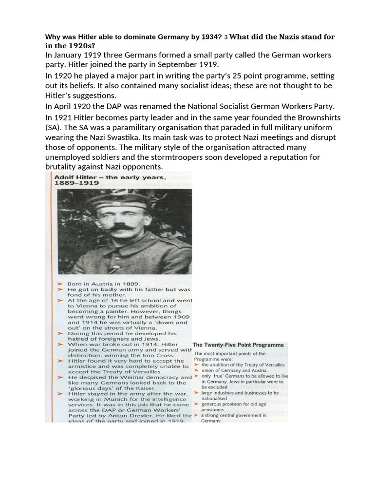Hitler's Rise to Power in Germany 1934 | PDF | Weimar Republic | Adolf ...