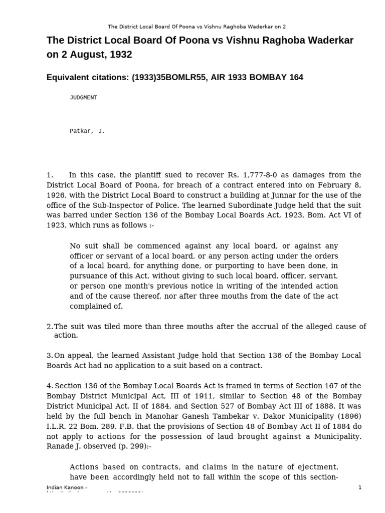 Raghoba Waderkar Contract Case Summary | PDF | Lawsuit | Public Law