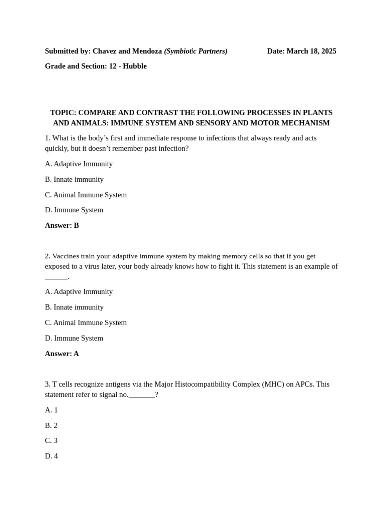 SIX QUESTIONS - CHAVEZ&MENDOZA (Symbiotic Partners) | PDF