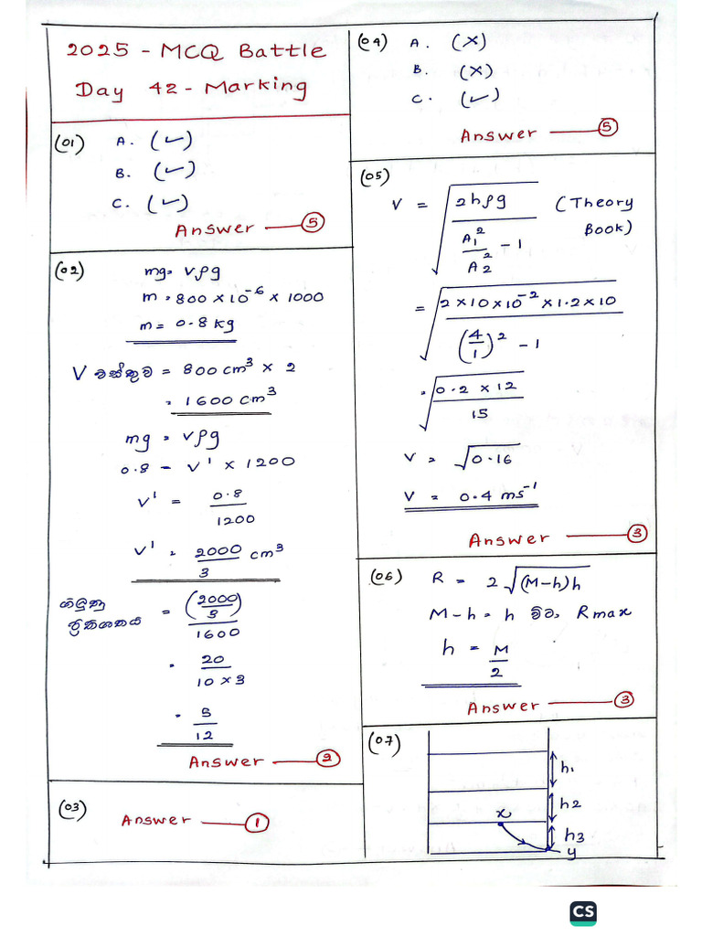 2025 MCQ Battle Day 42 Marking | PDF
