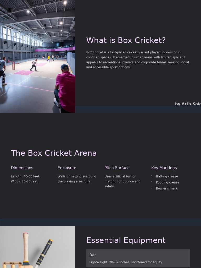 Box Cricket: Dimensions and Rules | PDF