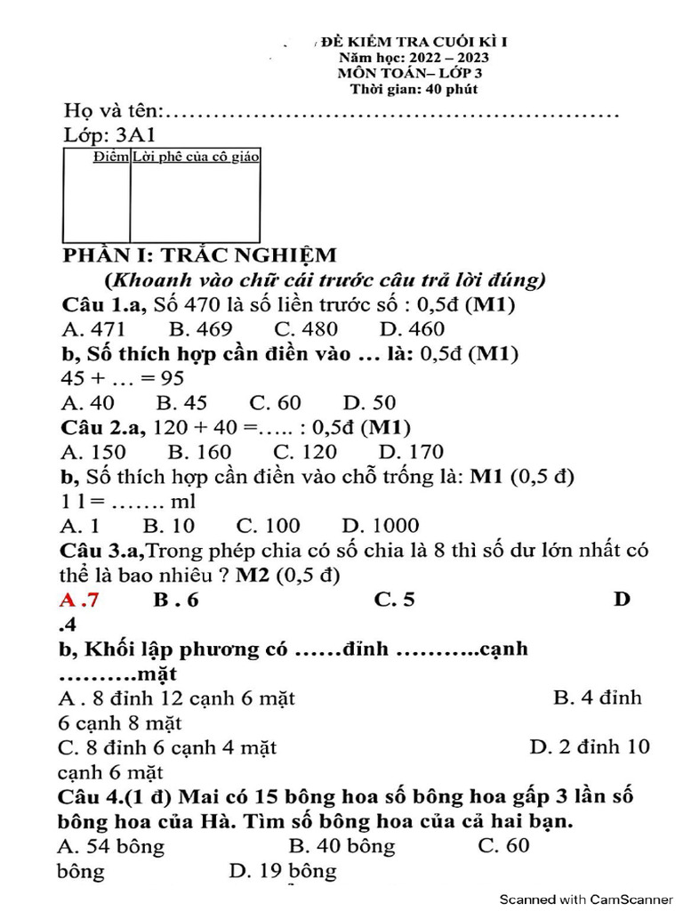 4. đề Lớp 3, GV cho Ph gửi ôn, ,ko phải chính thức | PDF