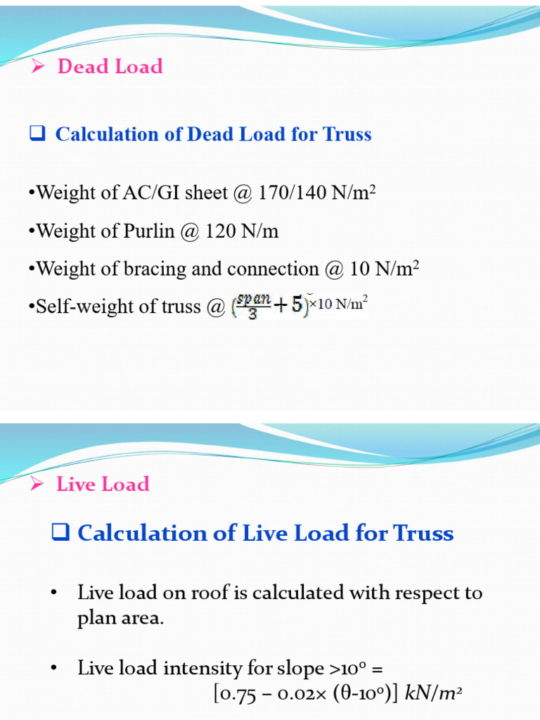 DL - LL Calculation For Truss | PDF