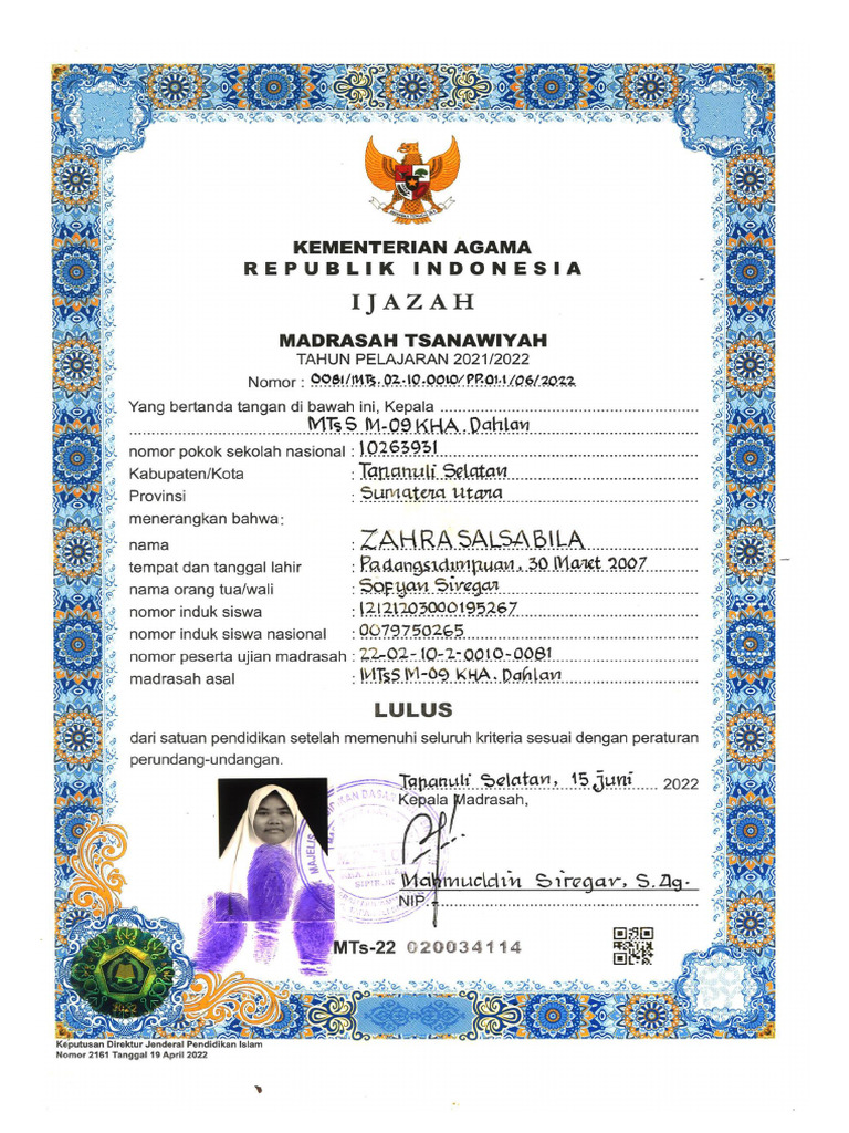 Ijazah Zahra | PDF
