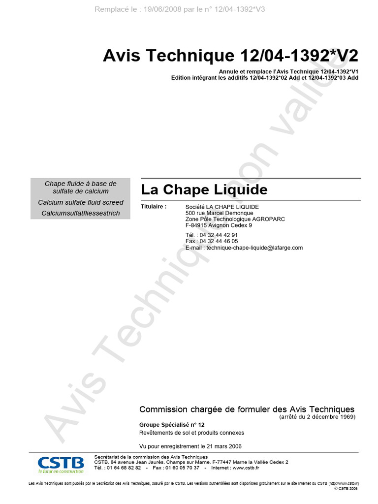 CSTB Chape Liquide | PDF | Mortier (matériau) | Béton