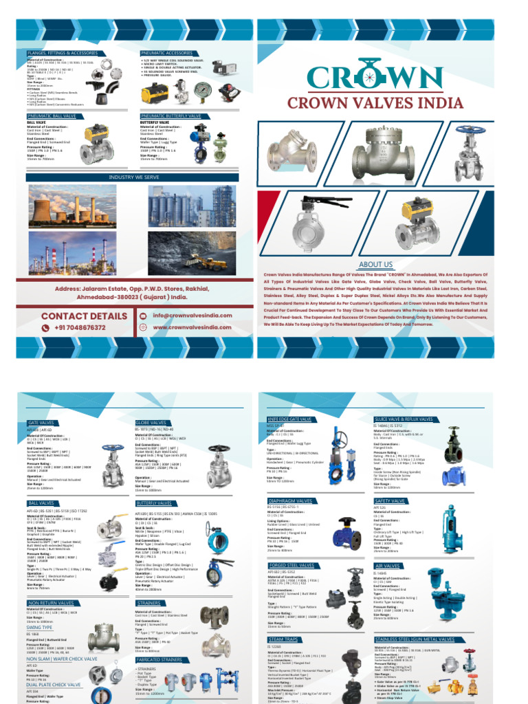 Crown Valves India - Brochure | PDF | Valve | Steel