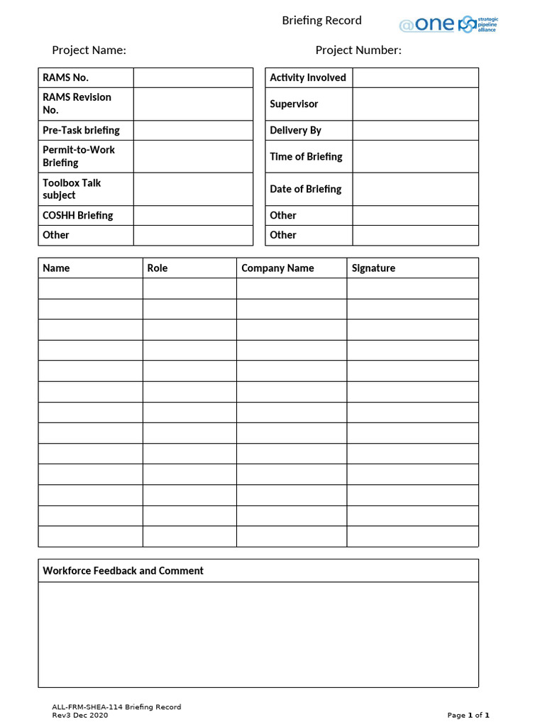Briefing Record Template | PDF