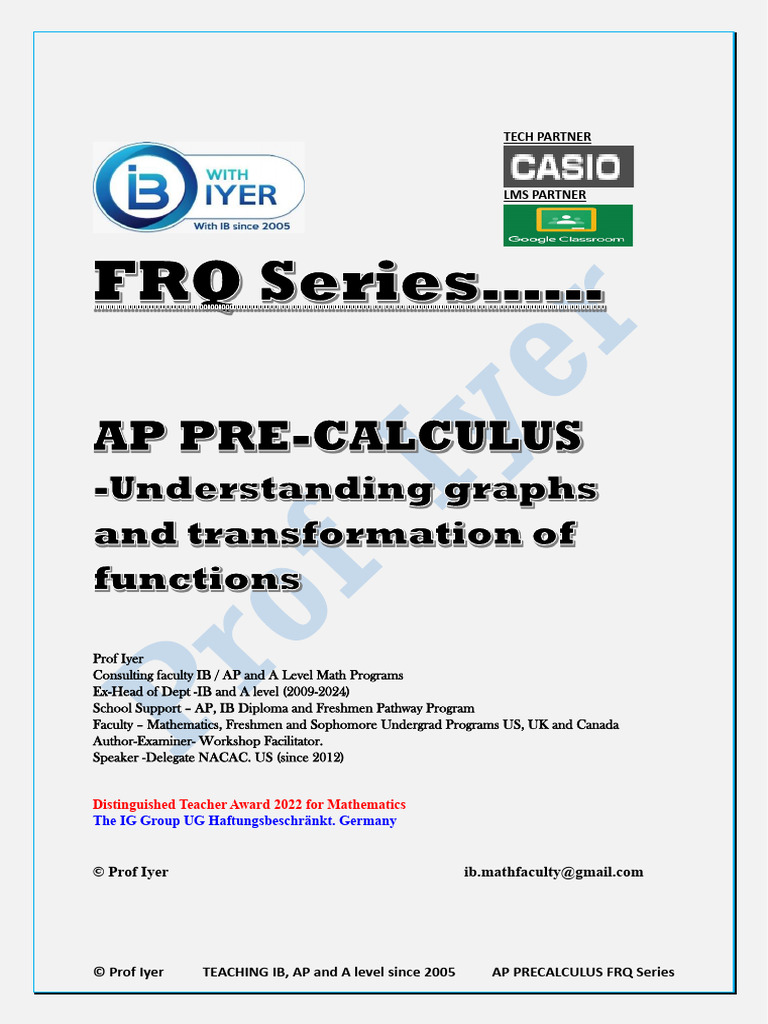 AP PRECALCULUS FRQ - Transformation of Functions FRQ 5 | PDF | Mathematics