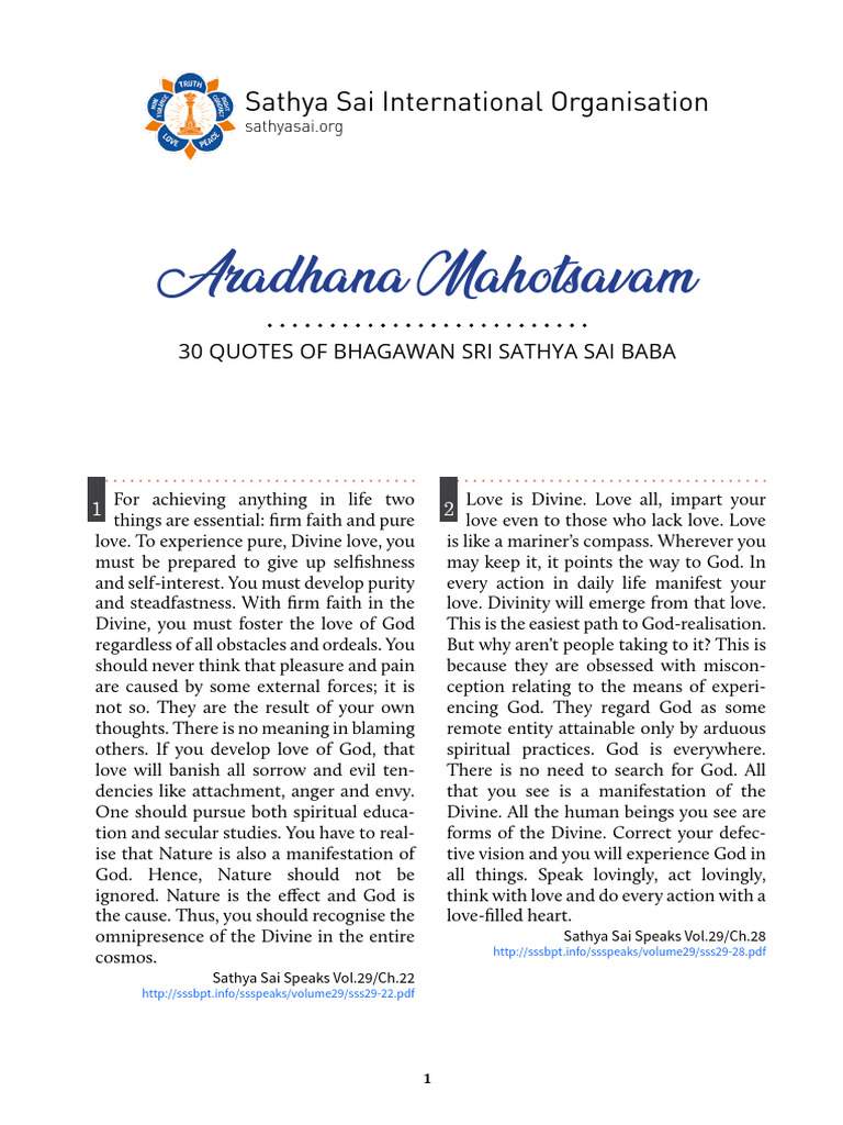 30 Quotes Aradhana Mahotsavam 2020 | PDF | Love | Ramakrishna