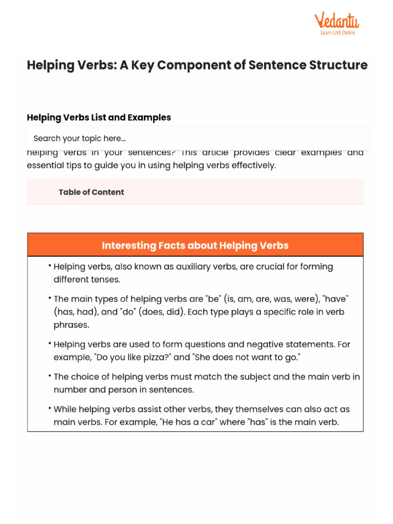 Helping Verbs_ a Key Component of Sentence Structure | PDF