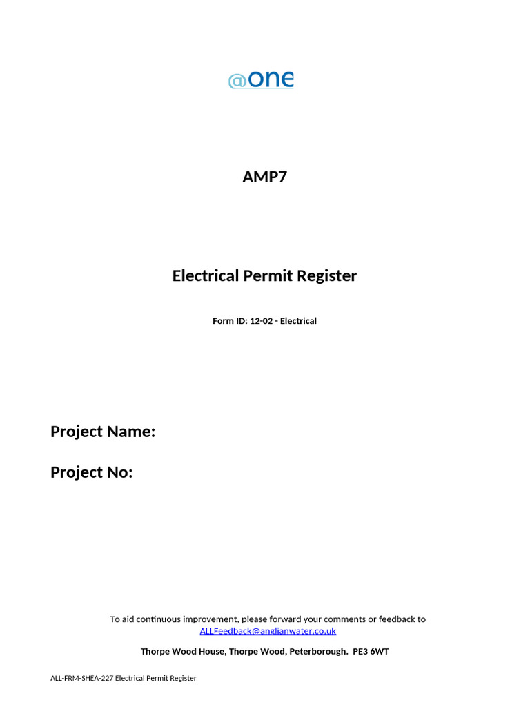 Electrical Permit Register (ALL-FRM-SHEA-227) | PDF
