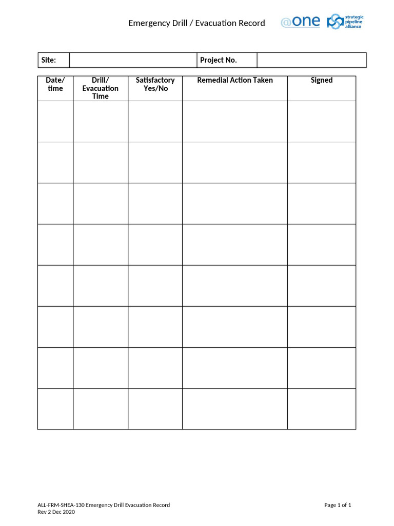 Emergency Drill Record Summary | PDF
