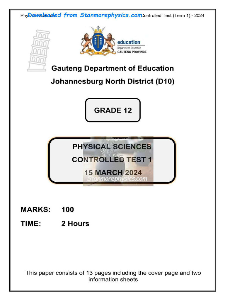 GP JN Physical Sciences Grade 12 March 2024 QP Only | PDF