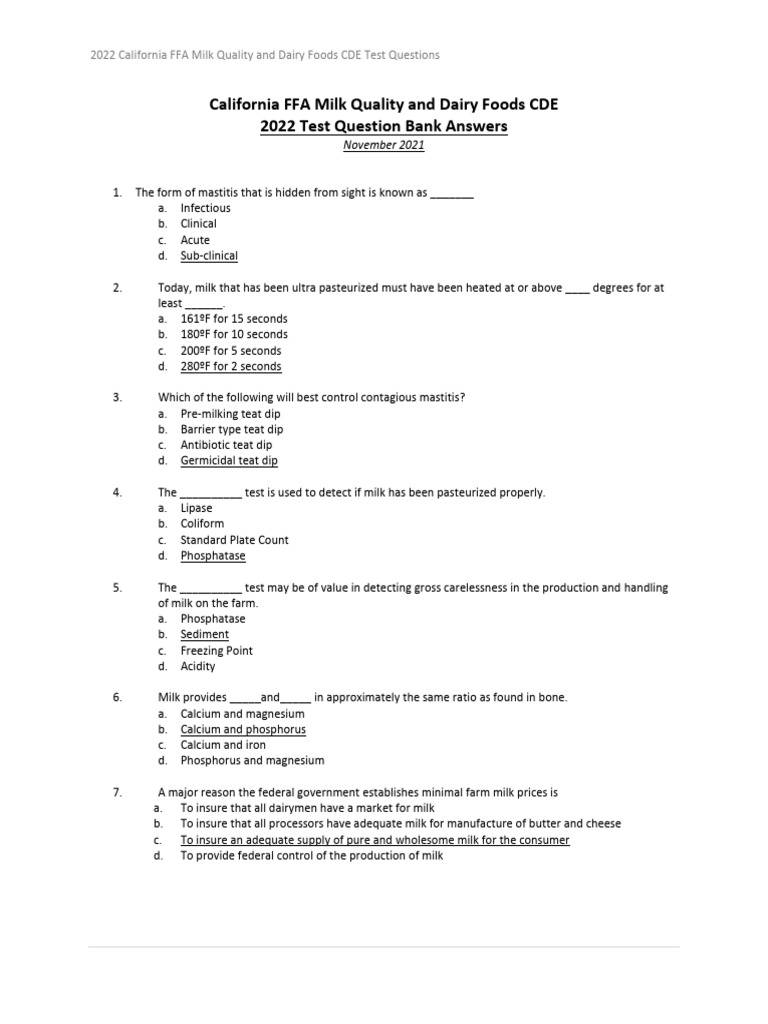 Milk Quality Certification Factors in CA | PDF | Milk | Dairy