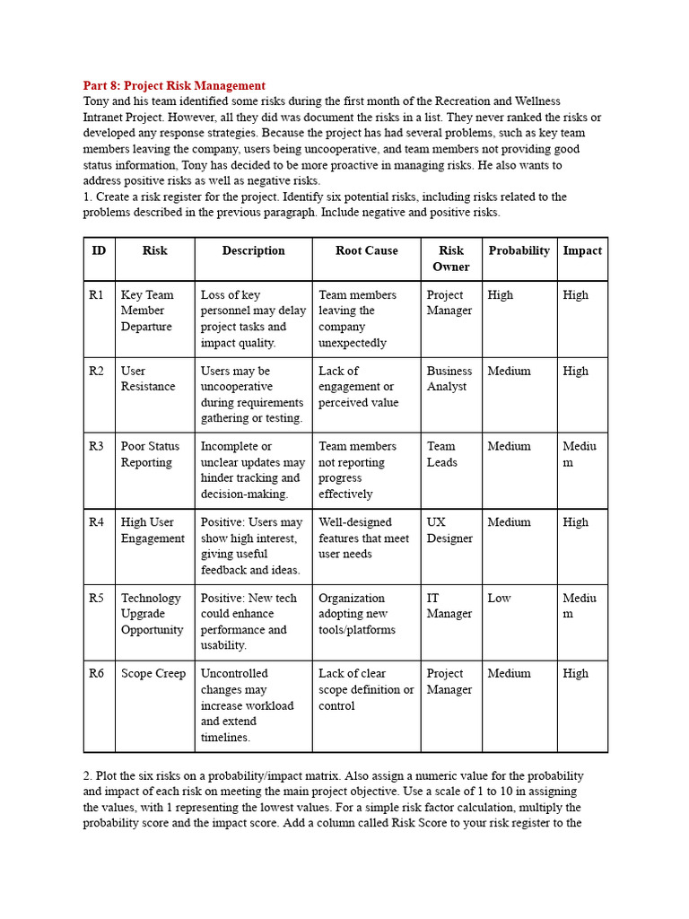 Part 8 - Project Risk Management | PDF | Risk | Usability