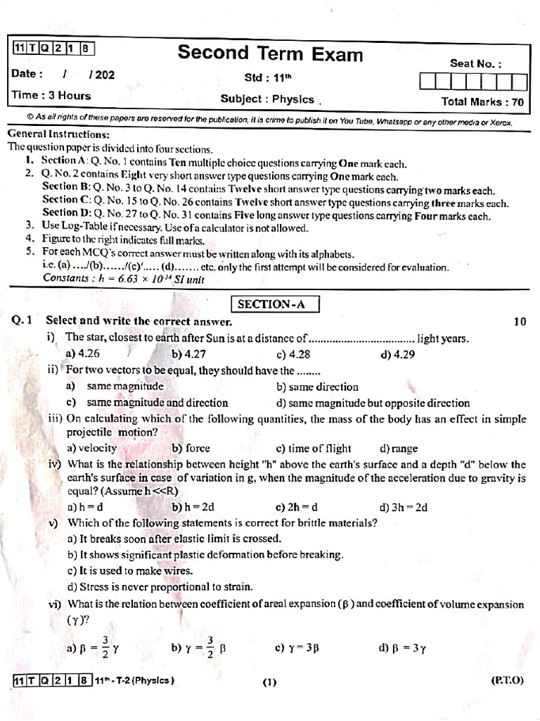 2-Term Physic Paper | PDF