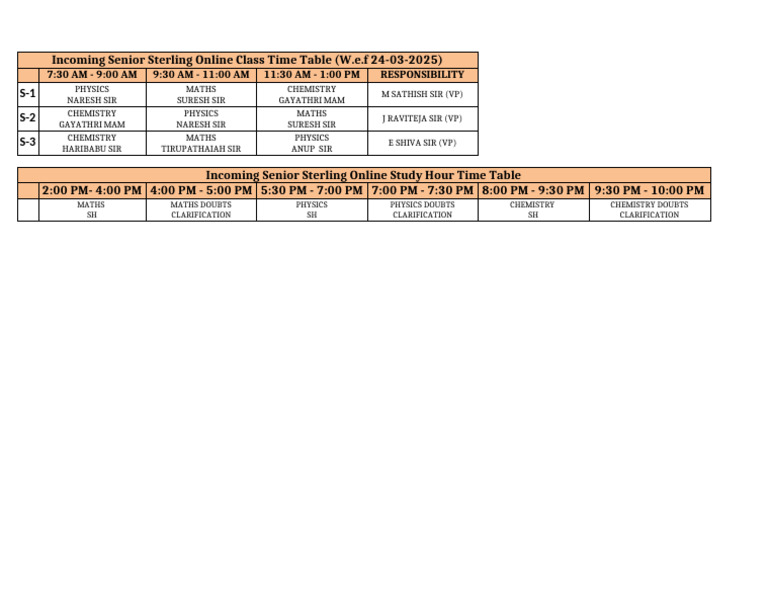 Sterling Online Time Table-1-1 | PDF