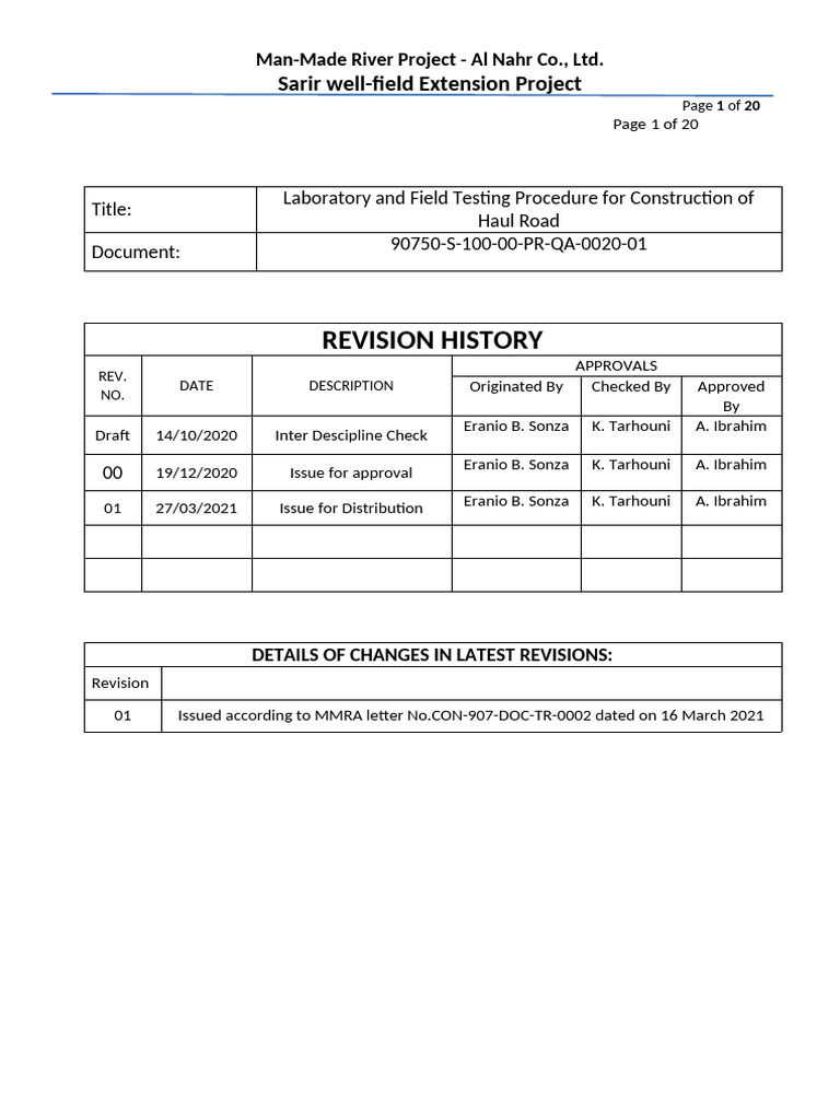 Laboratory Houal Raod Procdure 01 | PDF | Soil | Natural Materials