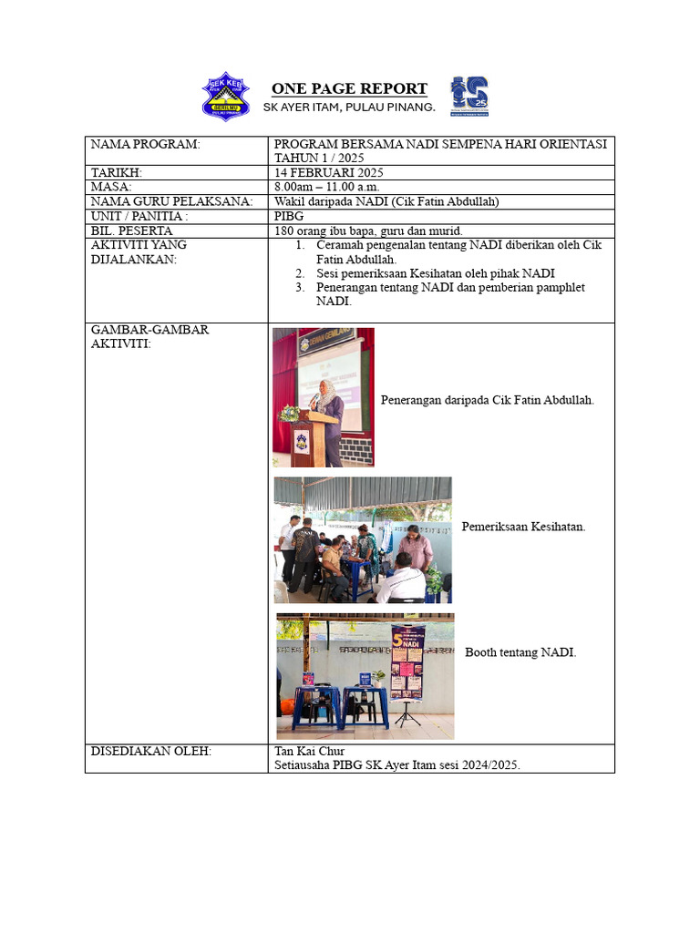 One Page Report Nadi | PDF