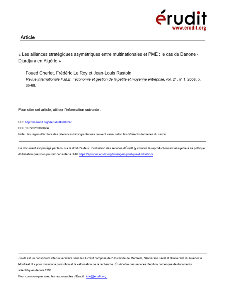 Les Alliances Strategiques Asymetriques | PDF | Société multinationale | Petite ou moyenne ...