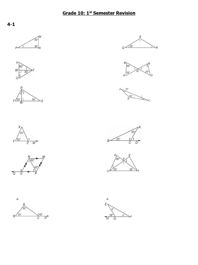 1st Semester Revision Sheet_10 | PDF | Triangle | Geometry
