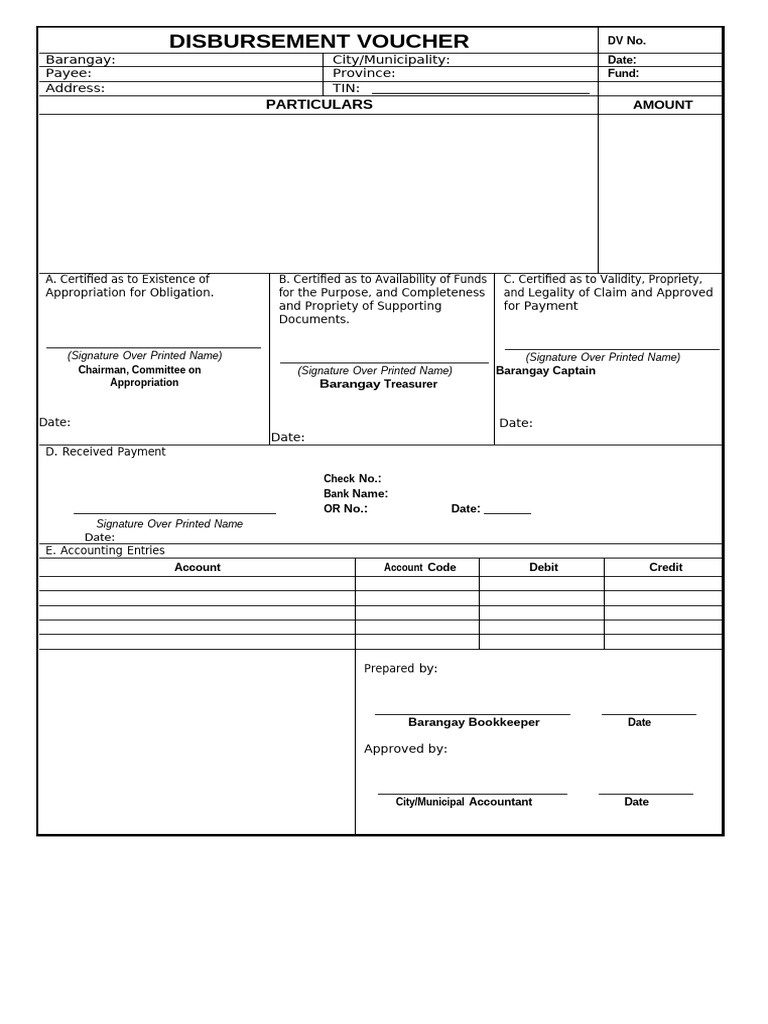Barangay Disbursement - Payroll - Template | PDF | Payments | Economies