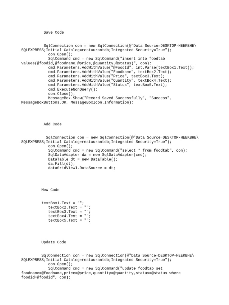Restaurant Management Source Code | PDF | Parameter (Computer Programming) | Computer Programming