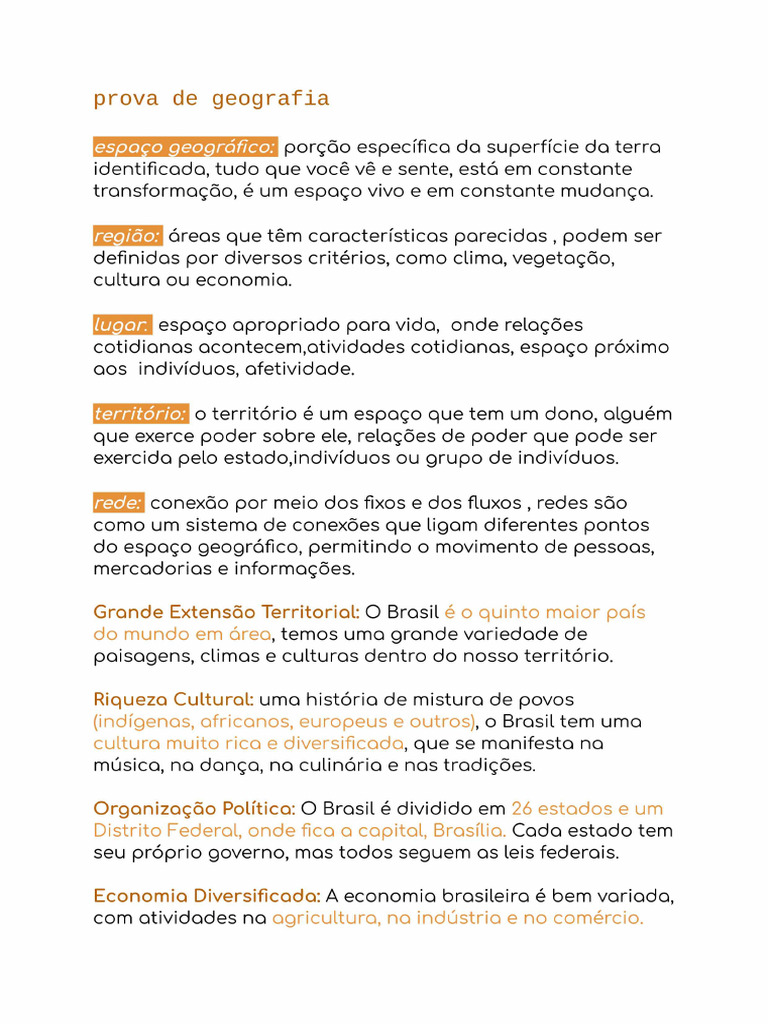 Resumo Prova Geo | PDF