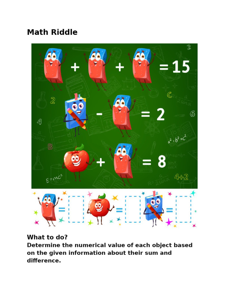 Solve Math Riddles: Object Values | PDF
