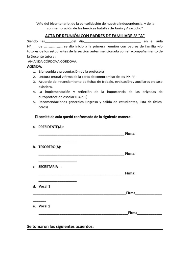 Primera Acta 2025 | PDF