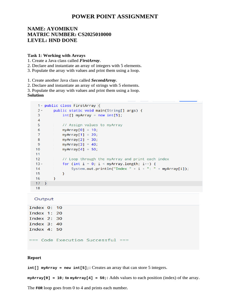 Java Arrays and Objects Assignment Guide | PDF