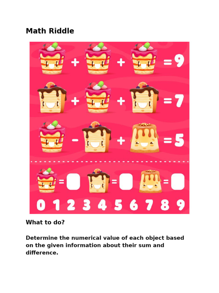 Math Riddles V Numeracy Puzzle in Eng | PDF