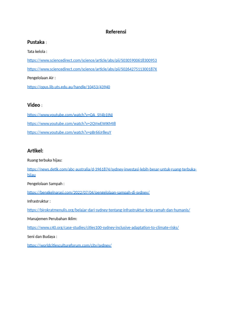Referensi pengelolaan Sydney | PDF