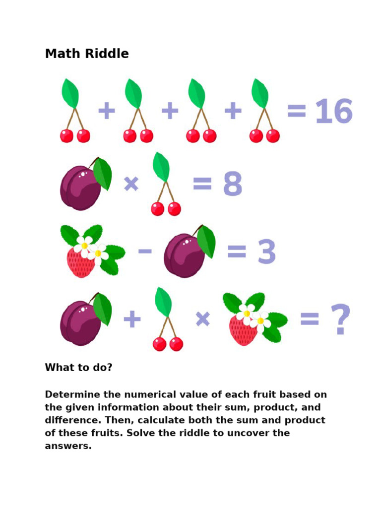Solve the Math Fruit Riddle | PDF