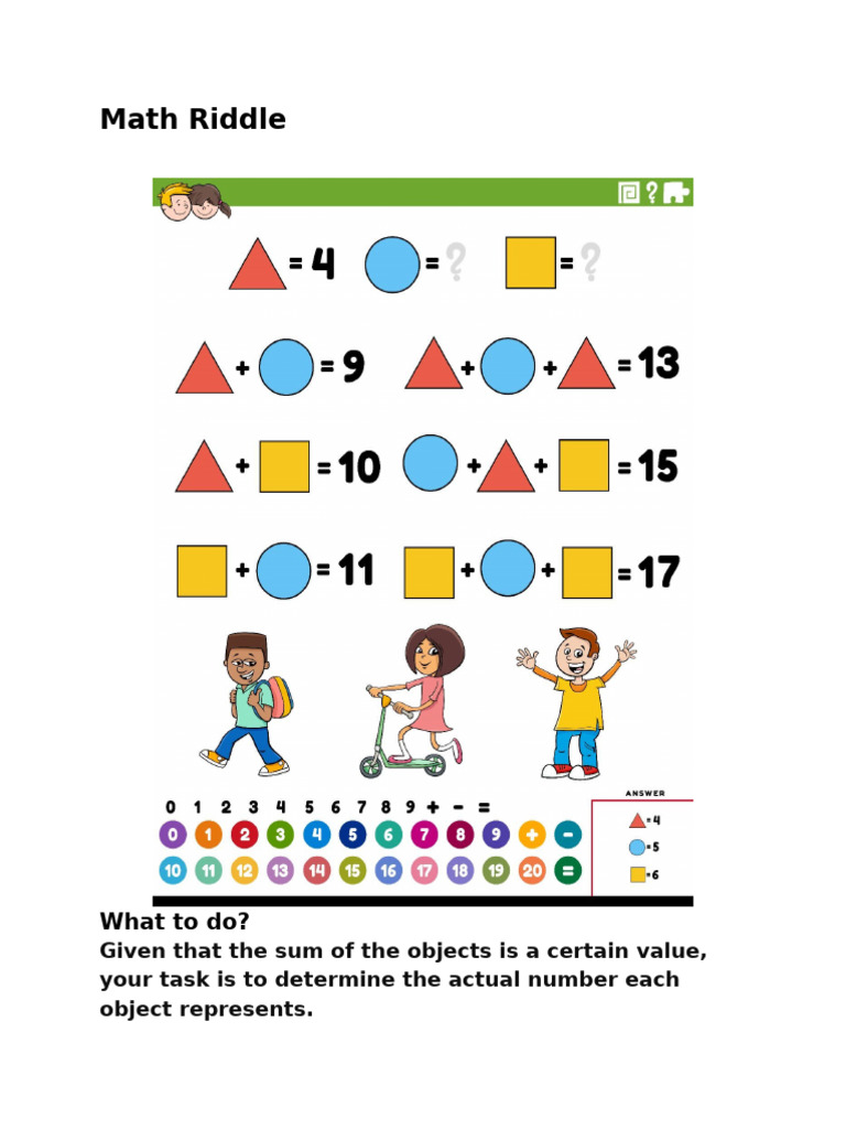 Math Riddles XI Numeracy Puzzle in Eng | PDF