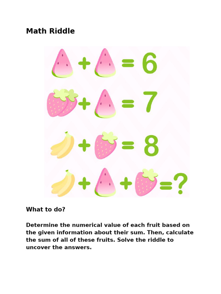 Math Riddles XV Numeracy Puzzle in Eng | PDF