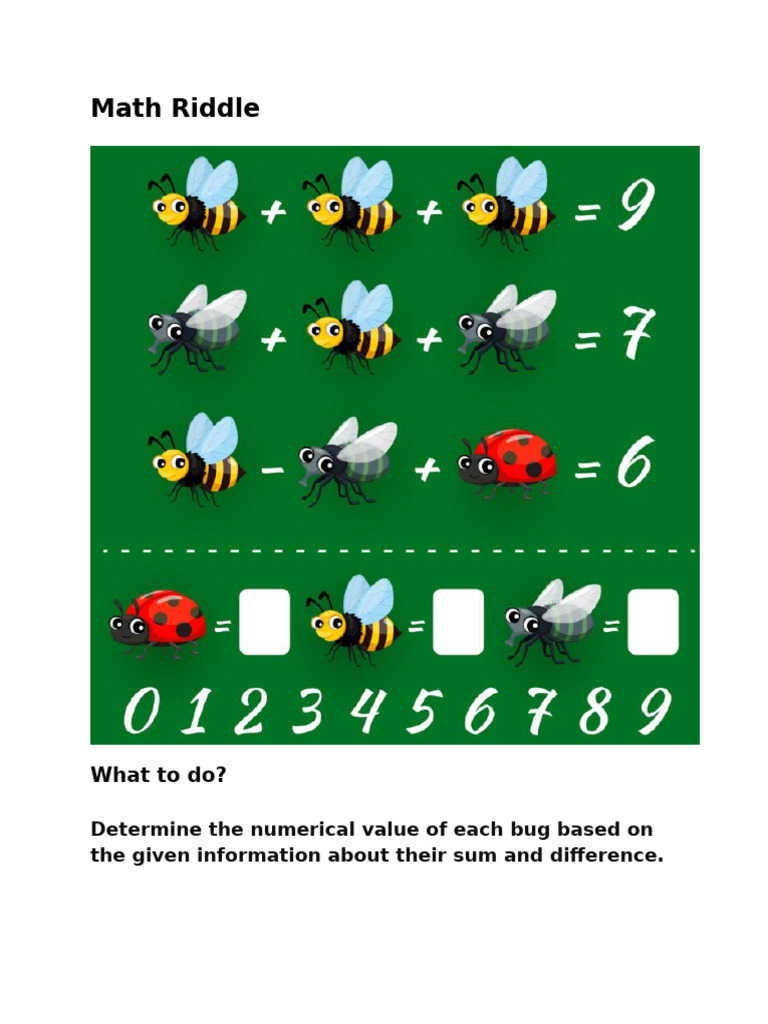 Math Riddles XIV Numeracy Puzzle in Eng | PDF