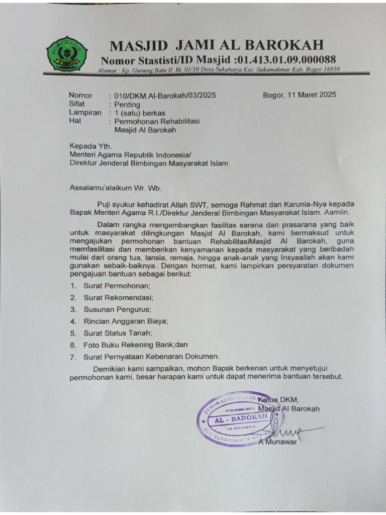 PERMOHONAN RAMAH MESJID | PDF