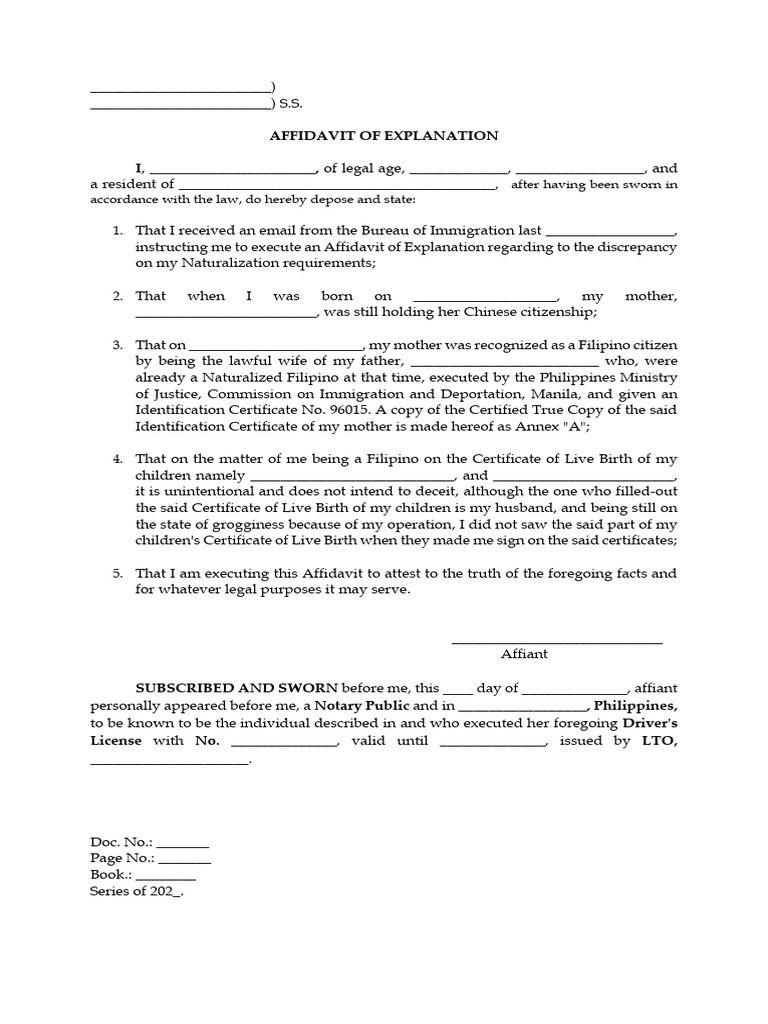 Affidavit of Explanation | PDF