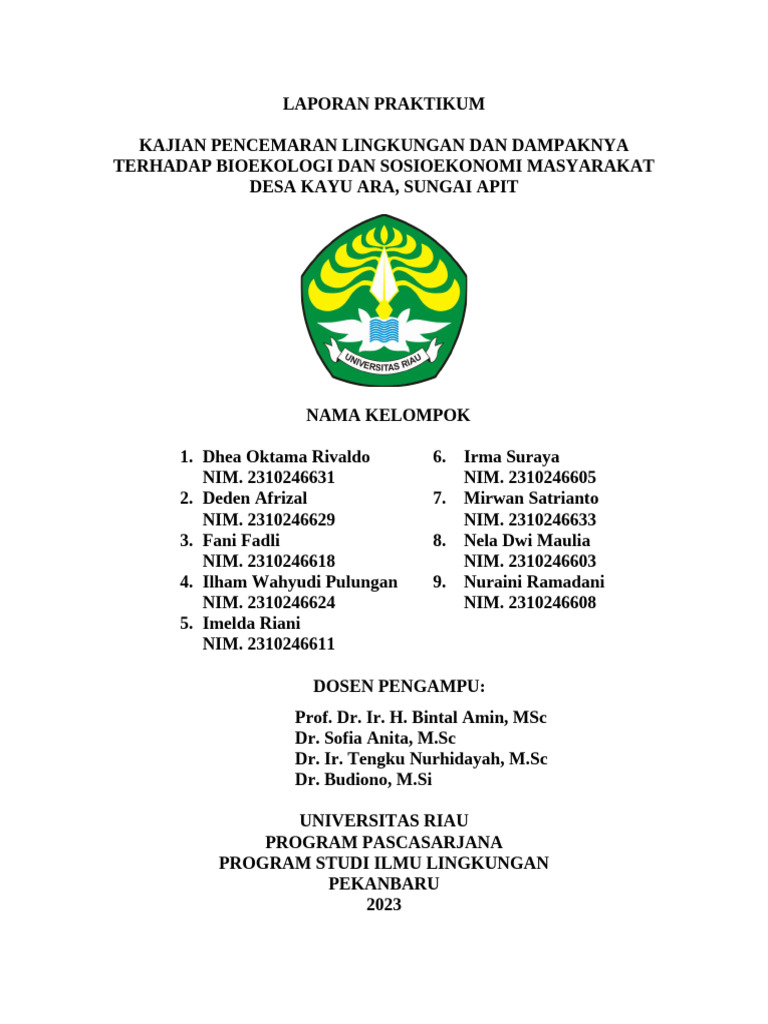 LAPORAN PRAKTIKUM PENCEMARAN LINGKUNGAN | PDF