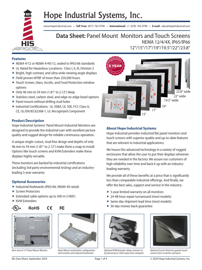 Data Sheet Panel Mount-1 | PDF | Computer Monitor | Computer Graphics