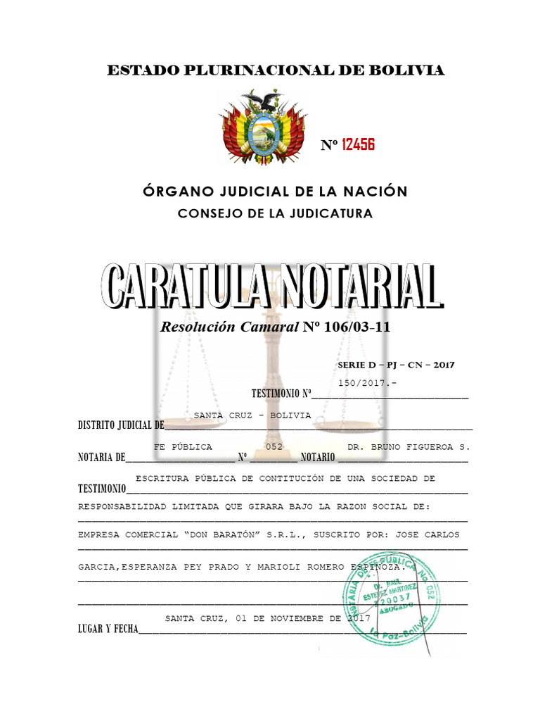 Caratula Notaríal | PDF